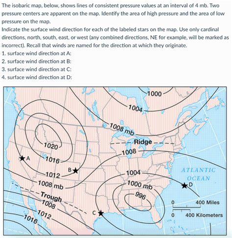 Solved The Isobaric Map Below Shows Lines Of Consistent