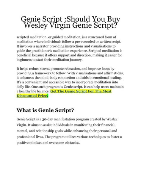 Genie Script Reviews Should You Buy Wesley Virgin Genie Script Pdf