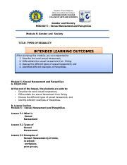Unit Module Gender And Society Pdf Republic Of The Philippines State Universities And
