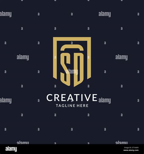 Sd Logo Initial With Geometric Shield Shape Design Style Vector Graphic