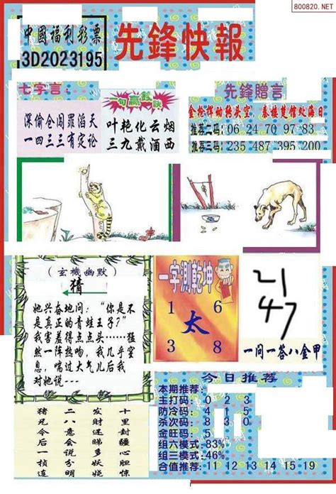 丹东图23195期丹东3D全图先锋快报 天齐网