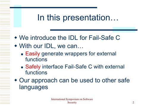 Ppt The Interface Definition Language For Fail Safe C Powerpoint Presentation Id 4662186