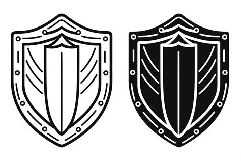 Shield Vector Shield Outline Style Line Art Medieval Shield Royal
