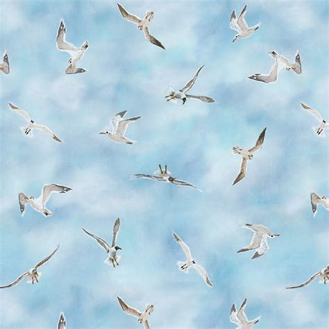 Seagulls Flying Cotton Fabric Turtle March 1139 11 Henry Glass Bty Fq Seagulls Flying Cotton Fabric Turtle March 1139 11 Henry Glass Bty Fq
