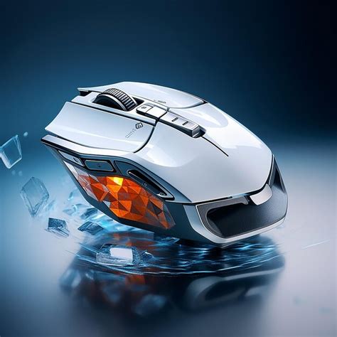 Premium AI Image A Silver Computer Mouse With A Red Light On It