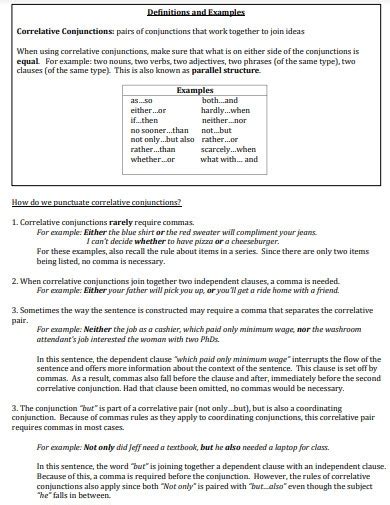 Correlative Conjunction 10 Examples Format PDF