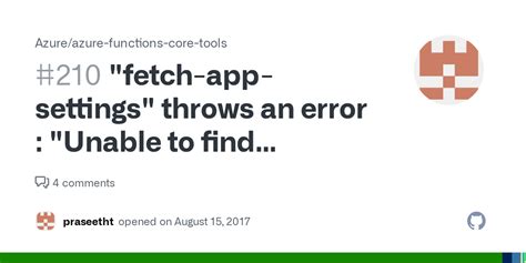 Fetch App Settings Throws An Error Unable To Find Function Project