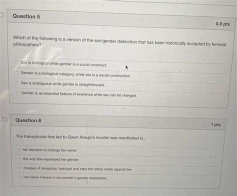 Which Of The Following Is A Version Of The Sex Gender Chegg Com