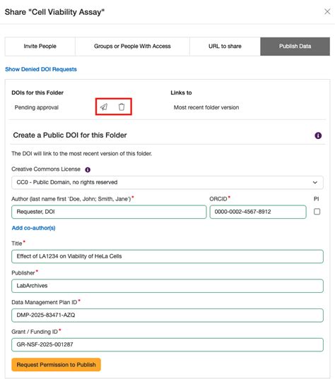 Publishing Data By Generating A Doi Labarchives