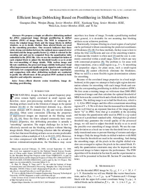 Pdf Postfiltering Deblocking For Jpeg Images