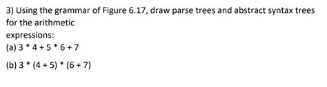 Solved 3 Using The Grammar Of Figure 617 Draw Parse Trees