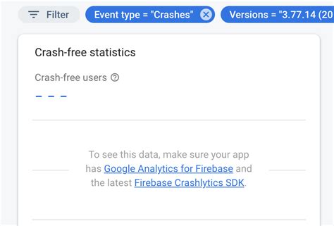 Android Project Firebase Crashlytics Does Not Show Crash Free Users About Specific Version