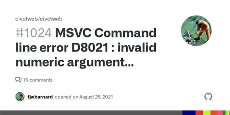Msvc Command Line Error D8021 Invalid Numeric Argument Wextra