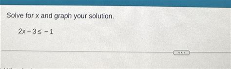 Solved Solve For X ﻿and Graph Your Solution2x 3≤ 1