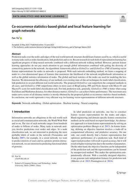 Co Occurrence Statistics Based Global And Local Feature Learning For Graph Networks