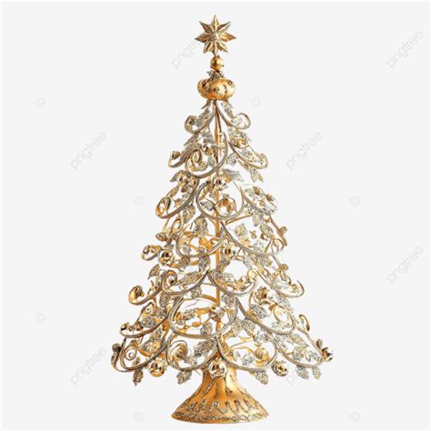 아름답게 장식된 금 크리스마스 트리 크리스마스 트리 금 장식물 Png 일러스트 및 이미지 에 대한 무료 다운로드 Pngtree