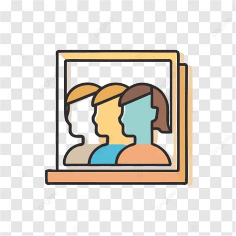 세 사람의 이미지를 보여주는 아이콘 벡터 흰색 배경에 있는 단순한 다채로운 클라이언트 아이콘 그림자 없음 작은 프레임 중앙 Png 일러스트 및 벡터 에 대한 무료
