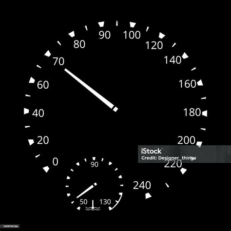현실적인 자동차 대시 보드 속도계 및 온도 선반 속도 측정 게이지 오토바이 또는 오토바이 속도 표시기 아날로그 패널의 카운터 다채로운 인포그래픽 요소 개념에 대한 스톡 벡터
