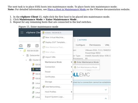 Place The Esxi Hosts In Maintenance Mode Dell Technologies Smartfabric Esxi Brownfield