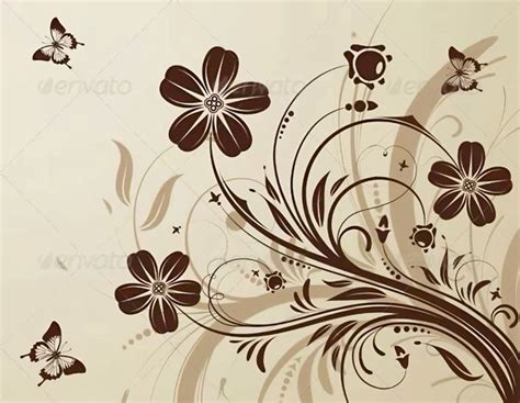 Floral Background With Butterflies And Swirls Butterfly Design For