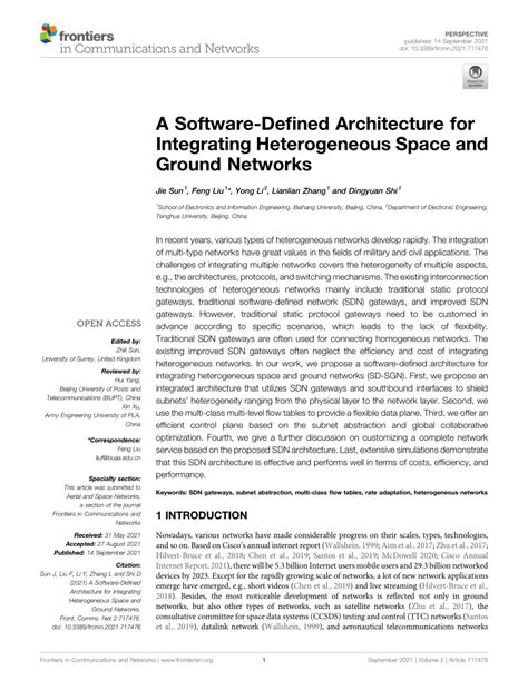Pdf A Software Defined Architecture For Integrating Heterogeneous Space And Ground Networks