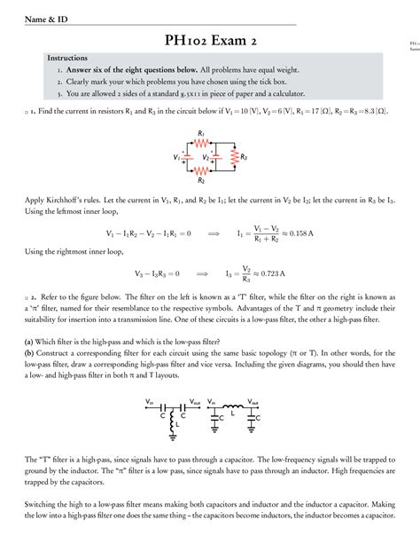 Exam 2 With Solutions General Physics Ii Ph 102 Docsity
