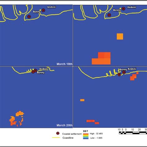 B Time Series Sea Surface Temperature Sst At Daily 9 Km Aqua Modis Download Scientific