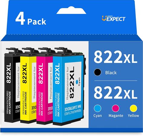 Lemero Uexpect Remanufactured Ink Cartridge Replacement For Epson 822xl T822xl 822 Xl Combo Pack