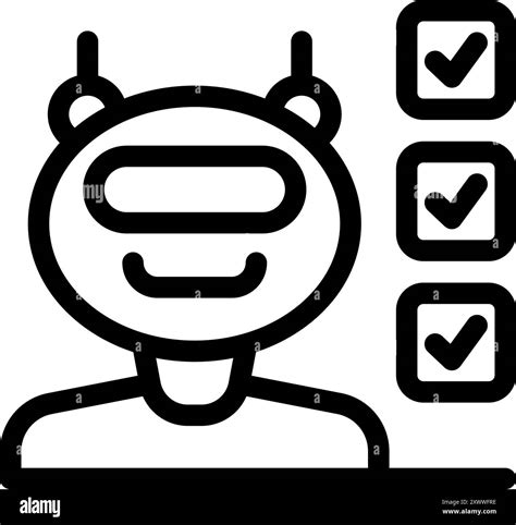 simple icon of a chatbot successfully completing tasks symbolized by check marks stock vector