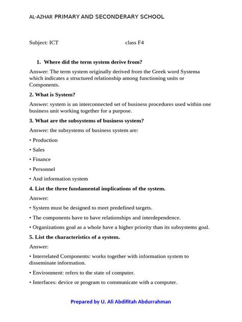 Ict Lesson 1 Tasks Pdf System Computing