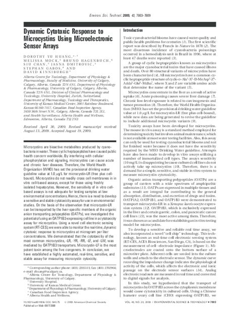 Pdf Dynamic Cytotoxic Response To Microcystins Using Microelectronic