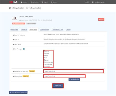 Configuring Openid Connect Application Federation Settings
