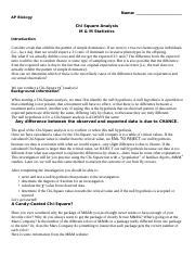 M M ChiSquare Lab Docx Name AP Biology Chi Square Analysis M M Statistics Introduction