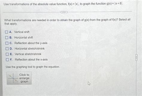 Solved Use Transformations Of The Absolute Value Function