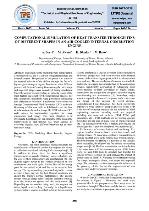 Pdf Computational Simulation Of Heat Transfer Through Fins Of Different Shapes In An Air