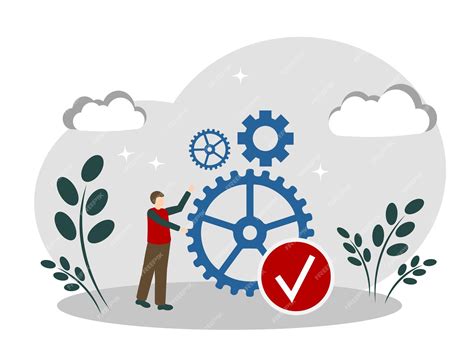 Premium Vector A Man And Gears The Concept Of Brainstorming Problemsolving And Complex Tasks