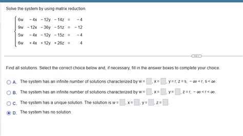 solved solve the system by using matrix reduction