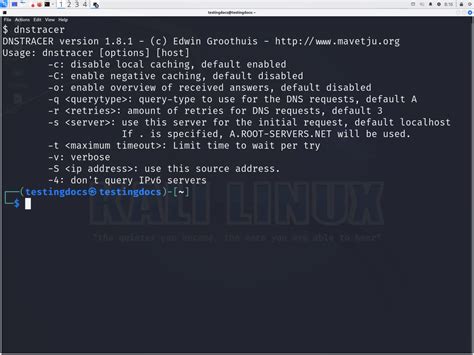 Kali Linux Dnstracer Tool Testingdocs