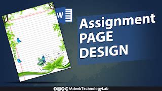 Assignment Page Design In Microsoft Word Microsoft Office Data