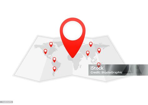 핀으로 매핑합니다 접힌 도시지도의 빨간색 방향 표시기 Gps 탐색 및 이동 위치 세계 여행 지도입니다 글로벌 지도의 여행 핀 위치 벡터 그림 0명에 대한 스톡 벡터 아트 및