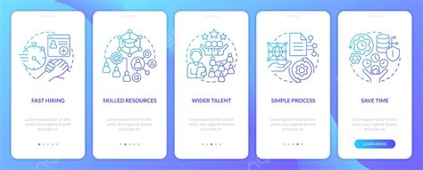 Blue Gradient Onboarding Mobile App Screen Showcasing Advantages Of It Staffing Services Vector