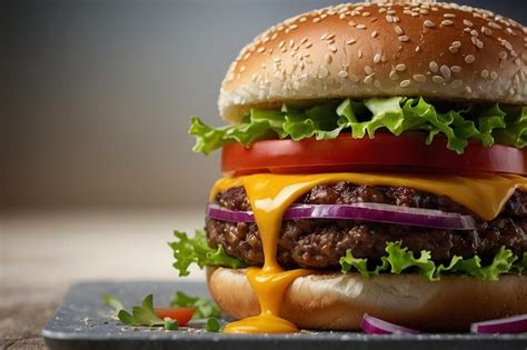 Premium Photo Closeup Of A Burger Being Assembled Layer By Layer
