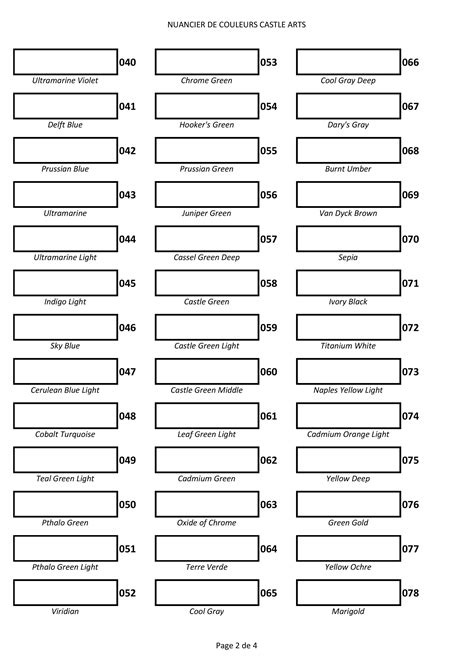 Blank Polychromos Chart Pdf Artofit