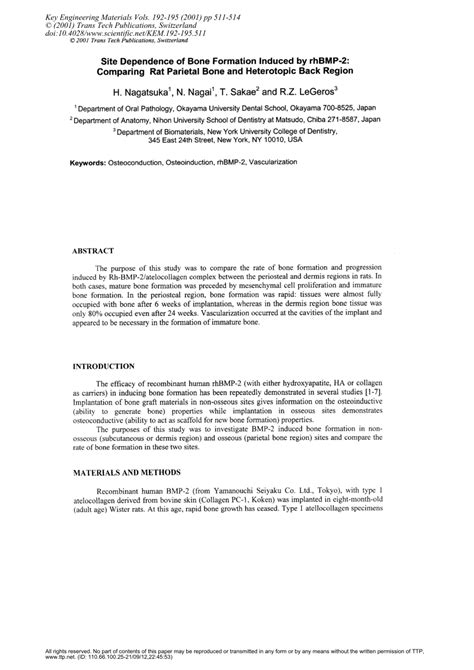 Pdf Site Dependence Of Bone Formation Induced By Rhbmp 2 Comparing Rat Parietal Bone And
