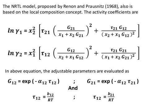 Van Laar And Nrtl Equation In Chemical Engineering Thermodynamicas
