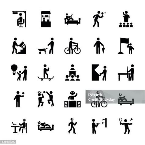 พิกโตแกรมของสัญลักษณ์ประจําวัน 14 ภาพประกอบสต็อก ดาวน์โหลดรูปภาพตอนนี้ ผู้ชาย เพศชาย ดัน