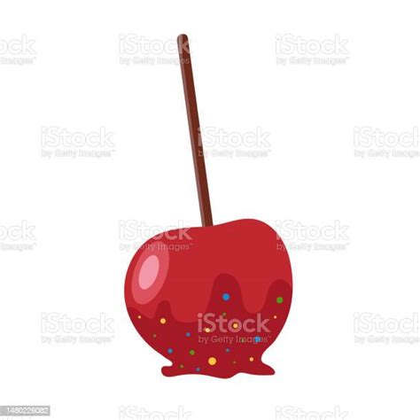 캐러멜 또는 토피에 벡터 빨간 사과입니다 길거리 음식 카페를위한 과자 만화 스타일 0명에 대한 스톡 벡터 아트 및 기타 이미지 0명 공휴일 과일 Istock