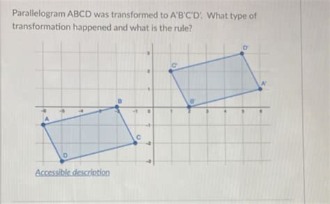 Solved Parallelogram ABCD Was Transformed To A B C D What Type Of Transformation Happened And
