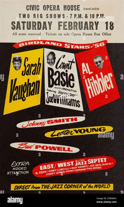 Jazz Birdland Stars Of 56 Concert Flyer Feat Sarah Vaughan And Count Basie With Joe