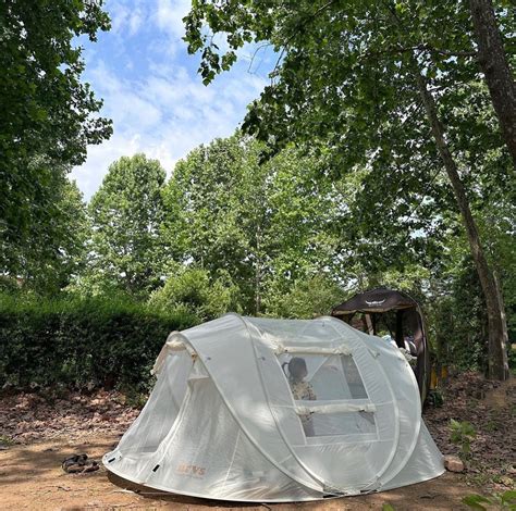 Yalloong 가을 캠핑에 간편템 원터치 패밀리텐트and 세컨텐트로 너무 좋은 피크닉 팝업텐트 원터치라